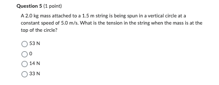 Solved A 2.0 kg mass attached to a 1.5 m string is being | Chegg.com