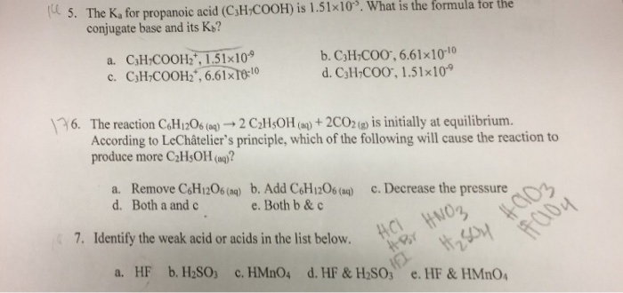 Solved The Ka for propanoic acid (C3H COOH) İs l . | Chegg.com