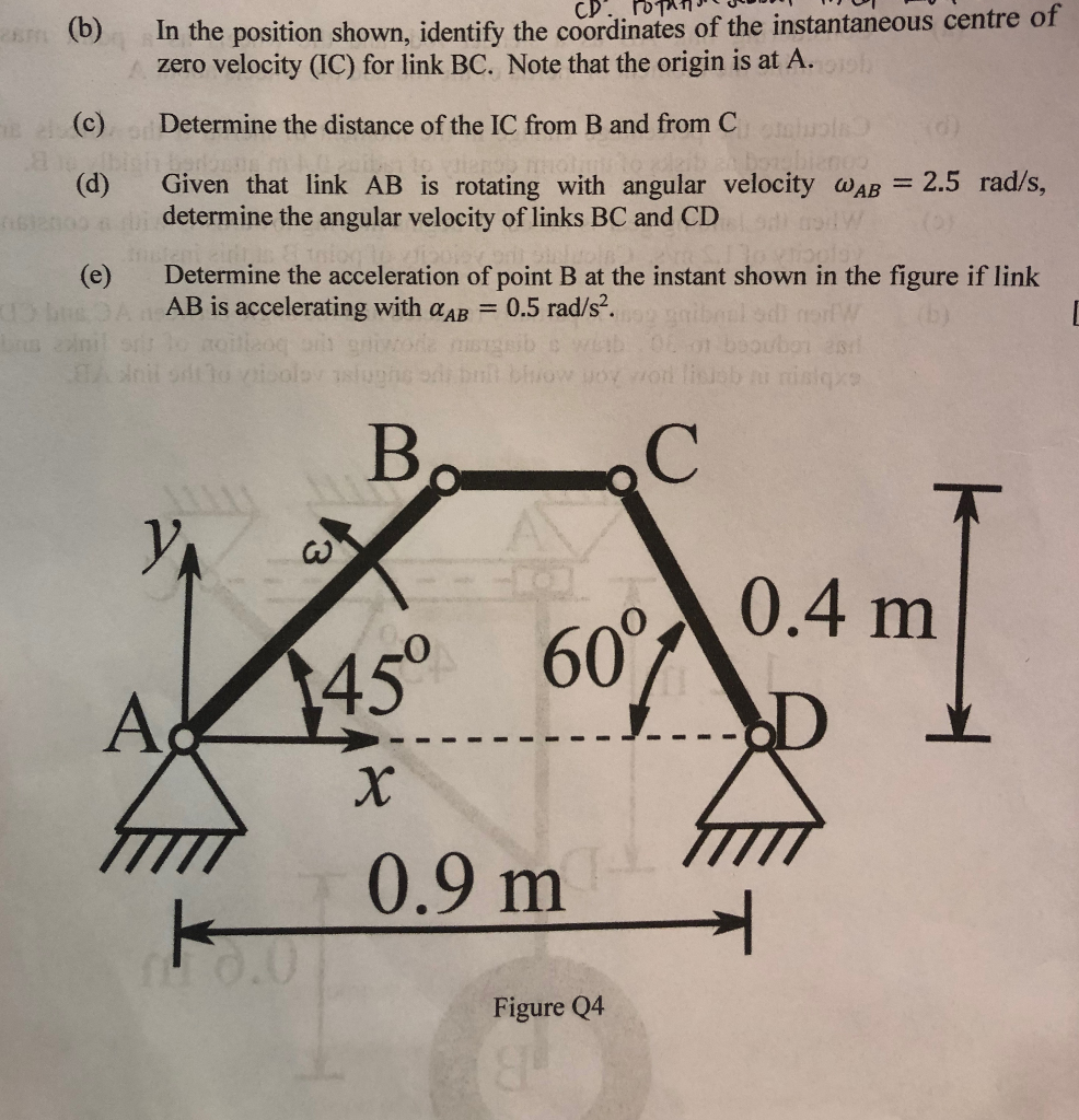 Solved Figure Q4 shows a link mechanism. Dimensions are | Chegg.com