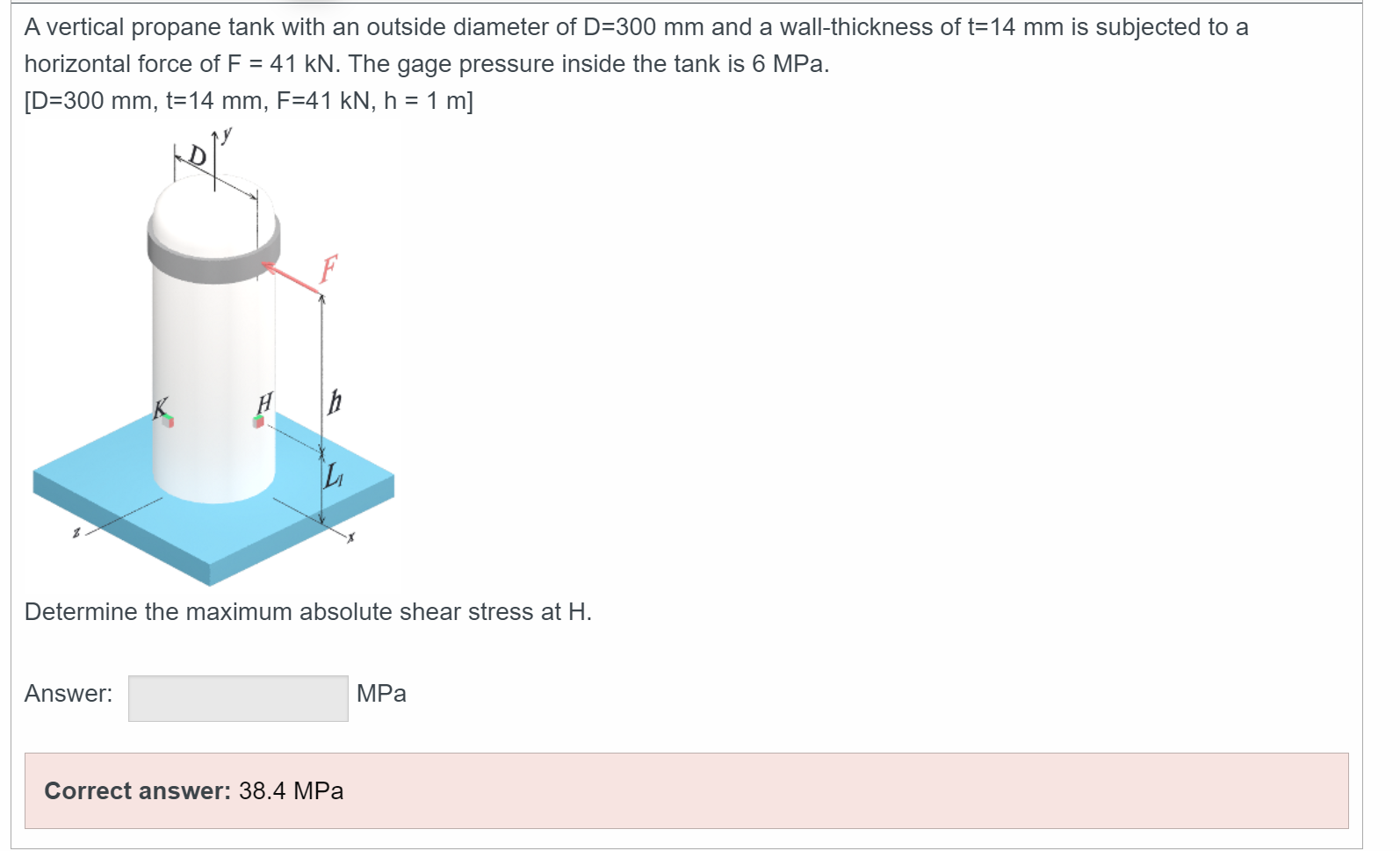 Solved A vertical propane tank with an outside diameter of | Chegg.com