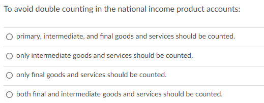 Solved To avoid double counting in the national income | Chegg.com