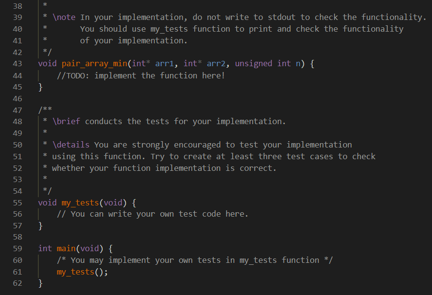 Solved Arrays in C Implement a function that compares each | Chegg.com