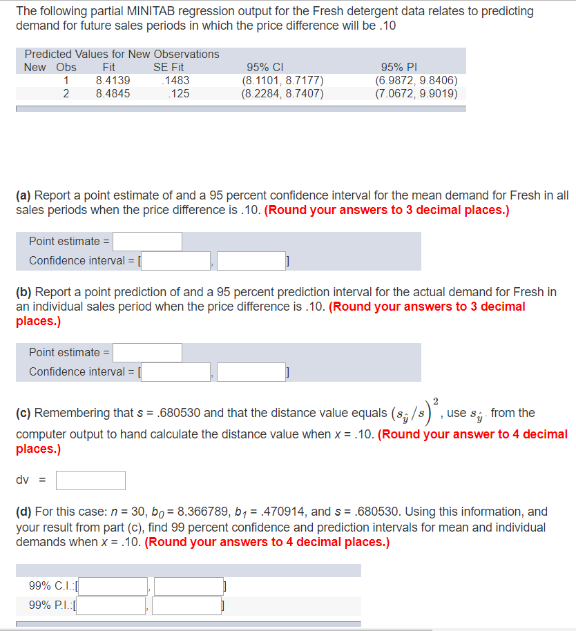 Solved The following partial MINITAB regression output for | Chegg.com