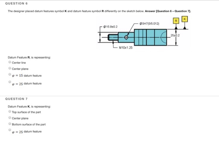 Solved QUESTION 6 The designer placed datum features symbol | Chegg.com