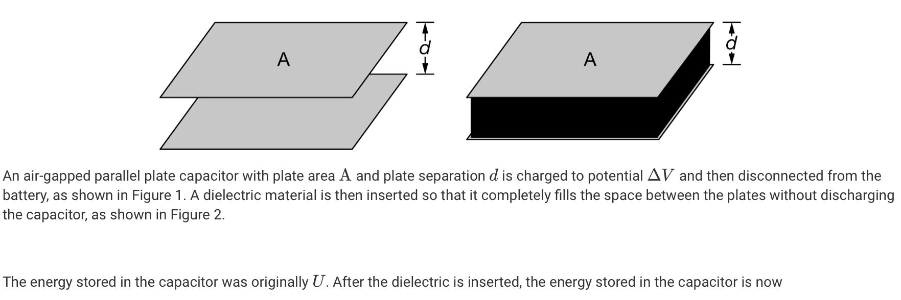 Solved An air-gapped parallel plate capacitor with plate | Chegg.com