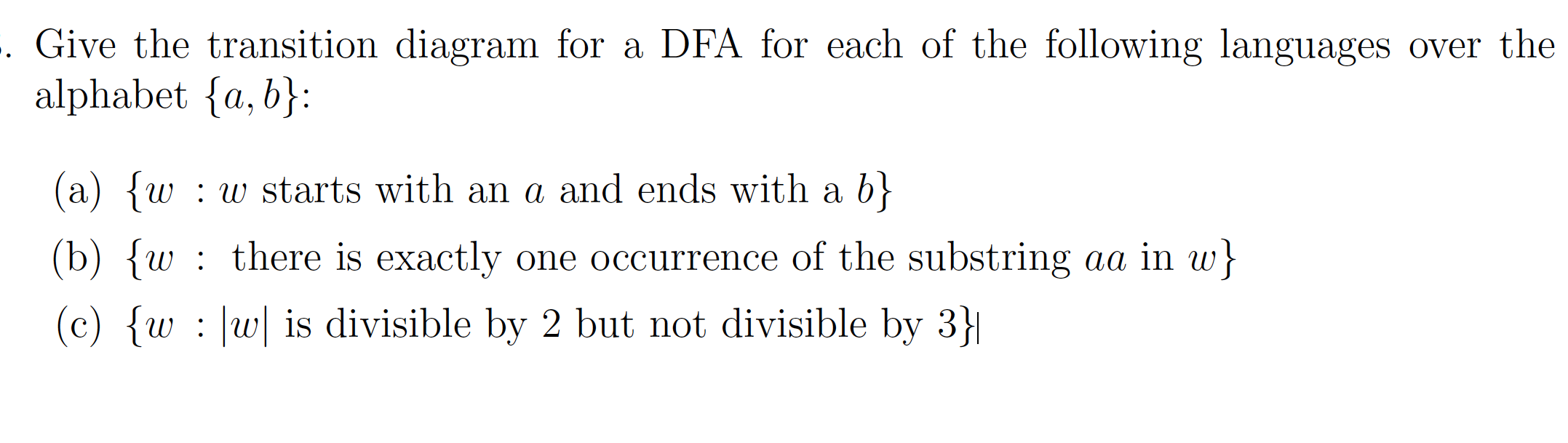 Solved Give the transition diagram for a DFA for each of the | Chegg.com