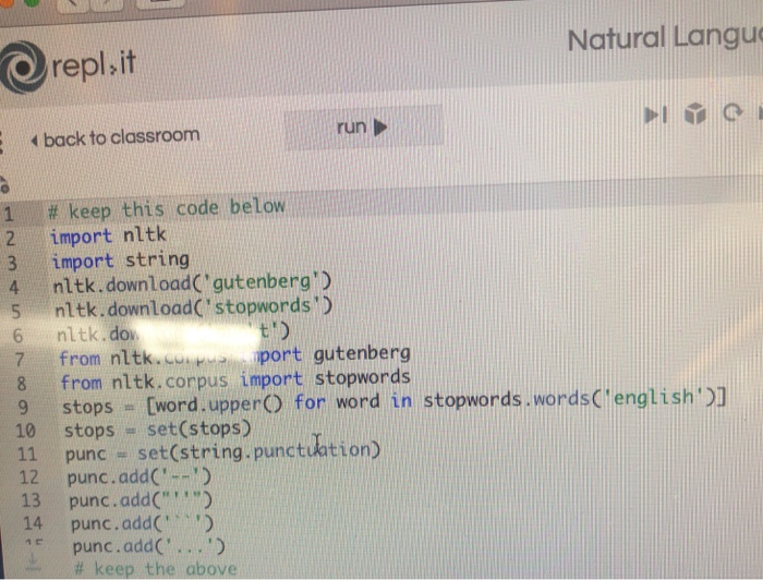 Natural Langu repl.it (back to classroom run b 1-n 2 | Chegg.com