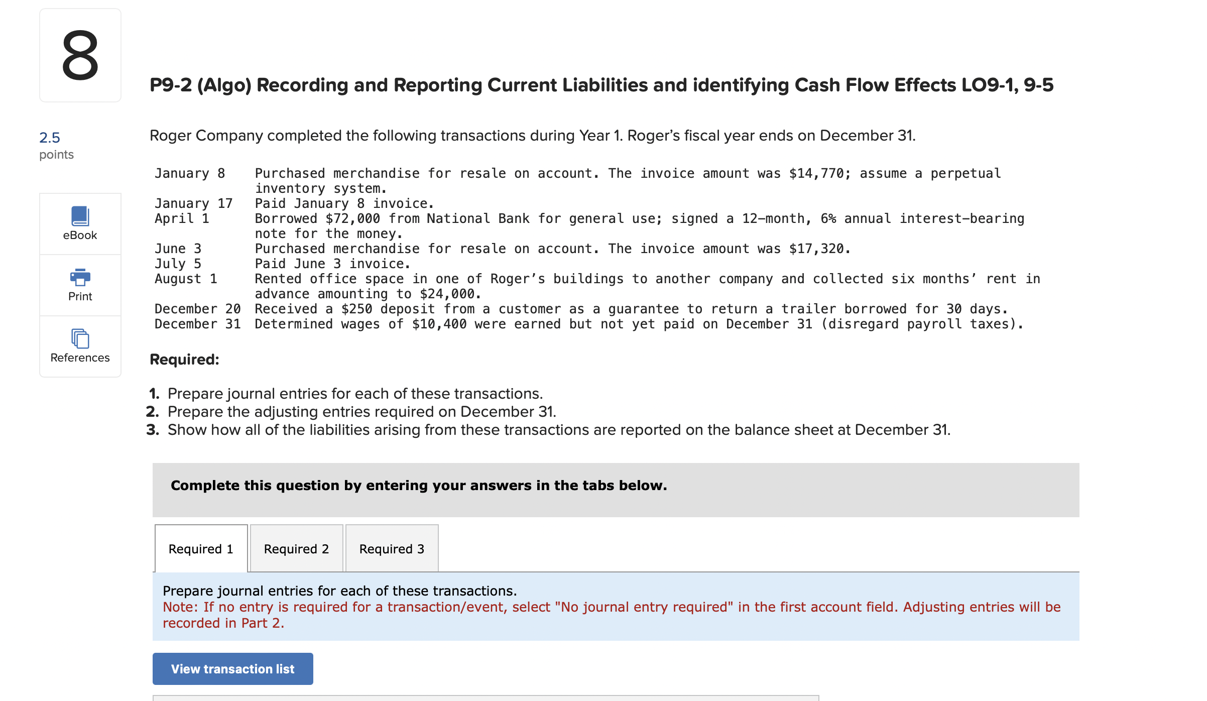 Solved P9-2 (Algo) Recording and Reporting Current | Chegg.com