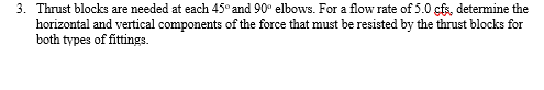 Solved Protoudin. pipe3. Thrust blocks are needed at each | Chegg.com