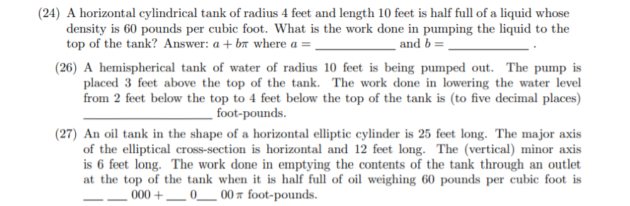 Solved (24) A horizontal cylindrical tank of radius 4 feet | Chegg.com