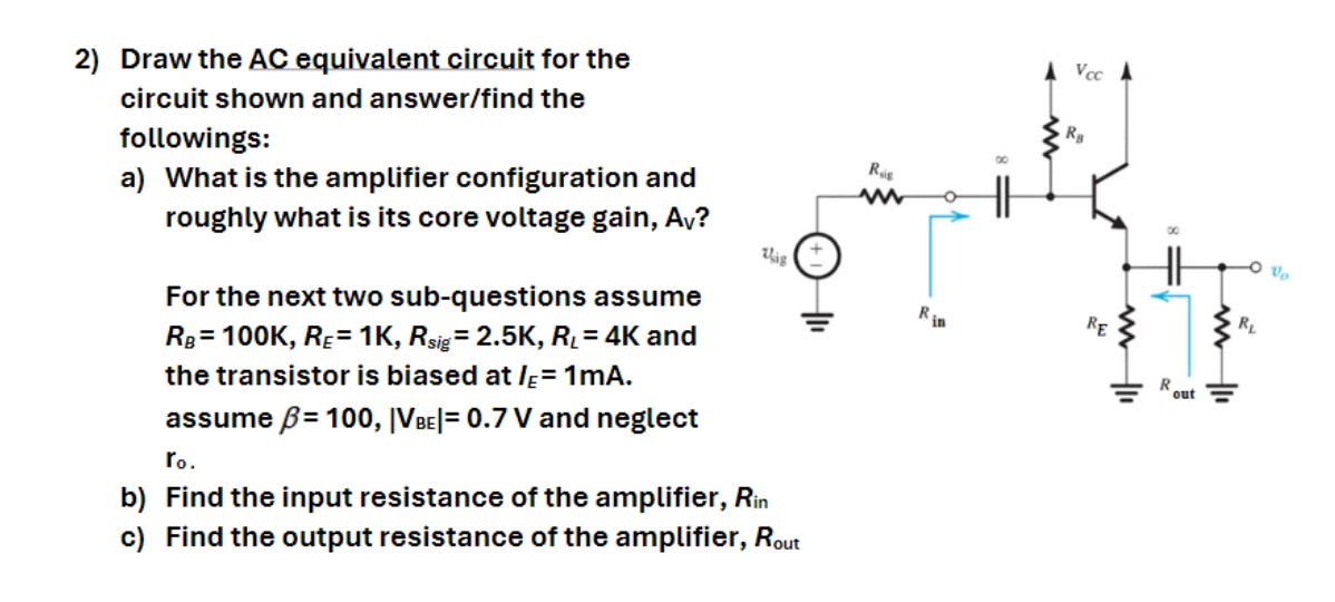 Solved Draw the AC equivalent circuit for thecircuit shown | Chegg.com