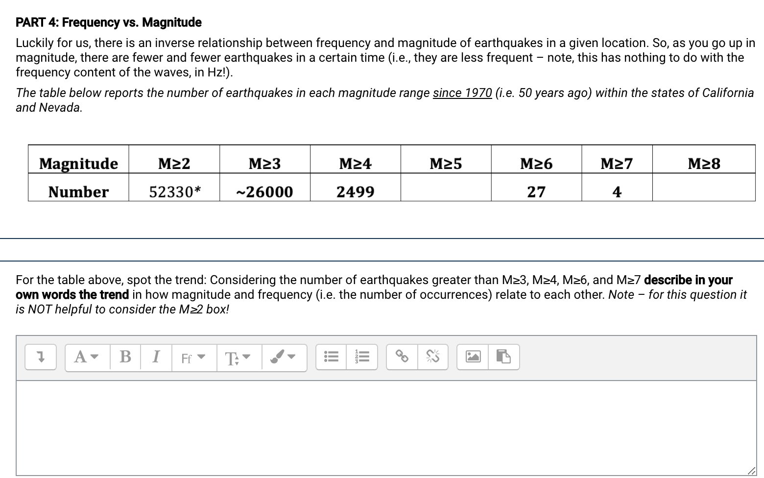 Solved PART 4: Frequency vs. Magnitude Luckily for us, there | Chegg.com