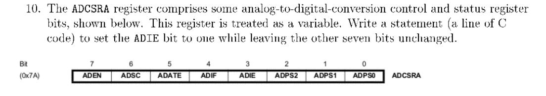 Solved 10. The ADCSRA register comprises some | Chegg.com