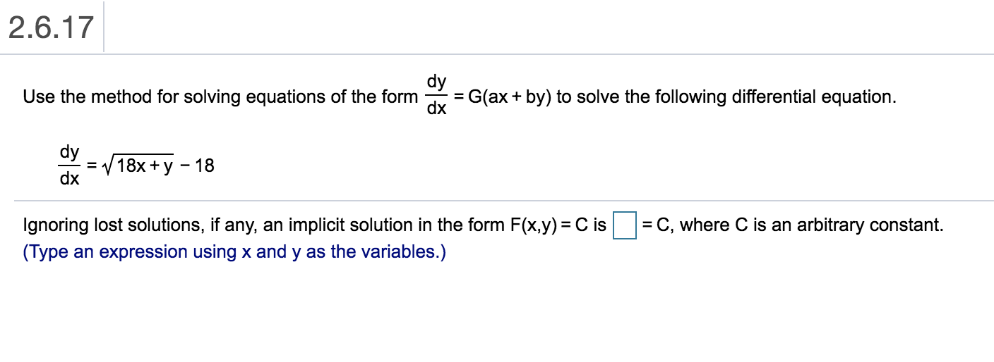Solved 2.6.17 Use the method for solving equations of the | Chegg.com