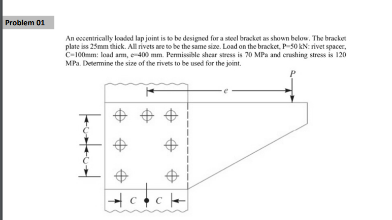 Solved Problem 01 An eccentrically loaded lap joint is to be | Chegg.com