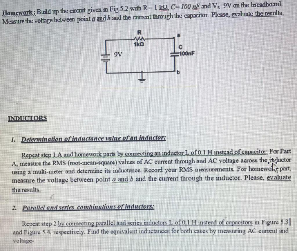 Solved Homework:Build up the circuit given in Fig.5.2 with | Chegg.com