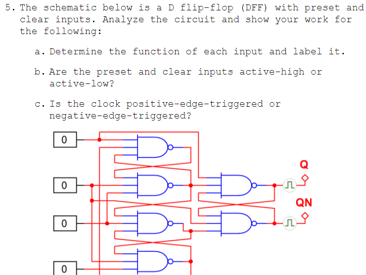 Solved 5. The schematic below is a D flip-flop (DFF) with | Chegg.com