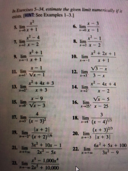 Solved In Exercises S-34, estimate the given limit | Chegg.com