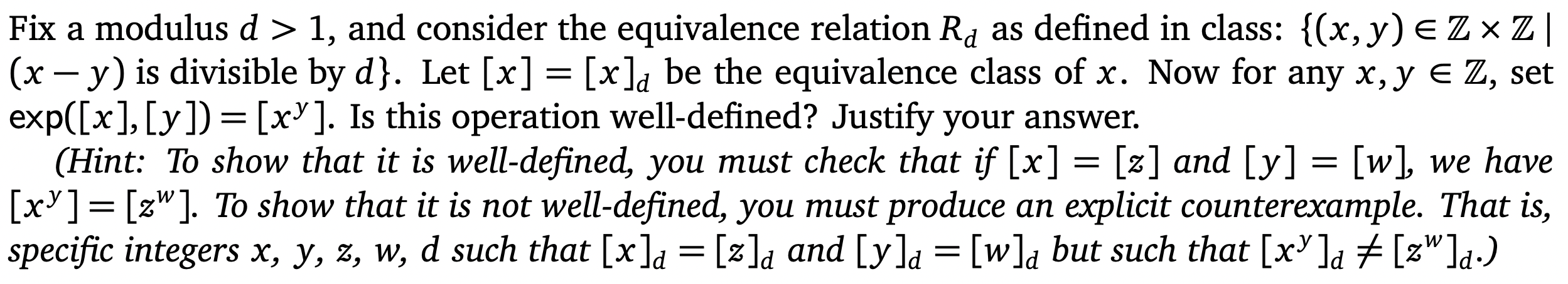 Solved Fix a modulus \\( d>1 \\), and consider the | Chegg.com