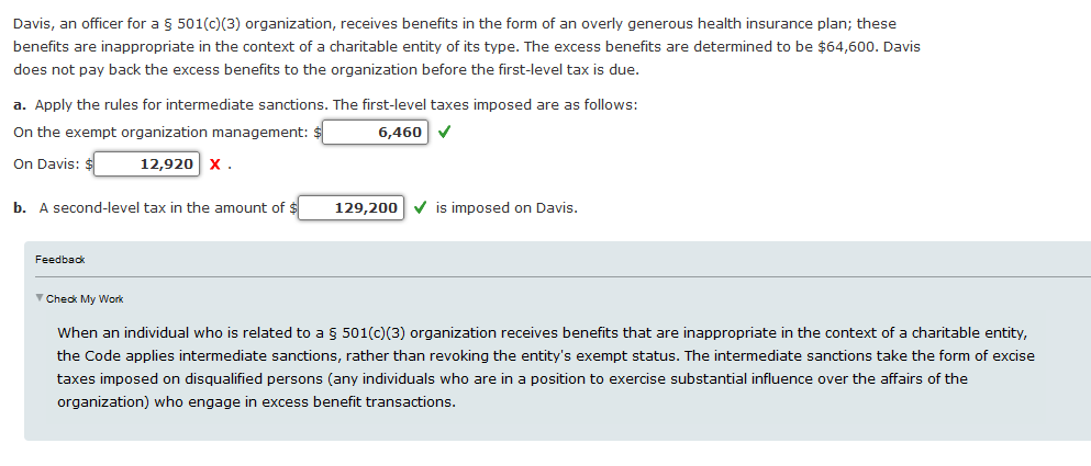 Solved Davis, an officer for a ξ501(c)(3) organization, | Chegg.com