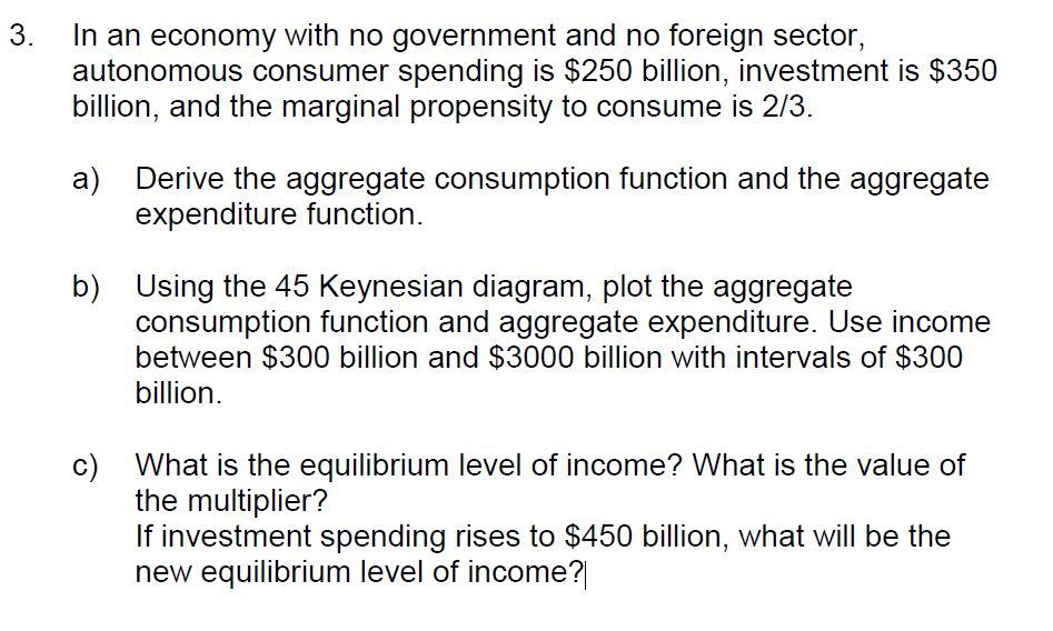 Solved In an economy with no government and no foreign | Chegg.com