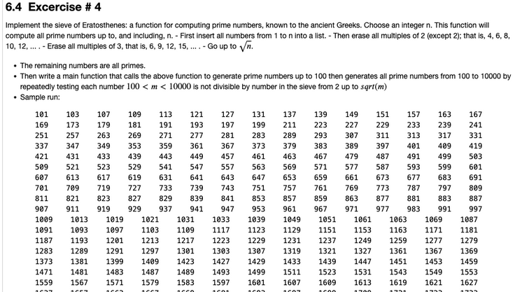 Solved 6.4 Excercise # 4 Implement the sieve of | Chegg.com