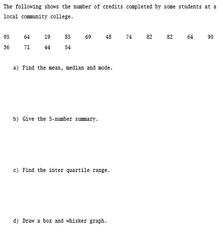 Solved Find mean, median, mode. 5-number summary. Inner | Chegg.com