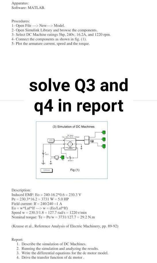 Solved Apparatus: Software: MATLAB Procedures: 1- Open File | Chegg.com