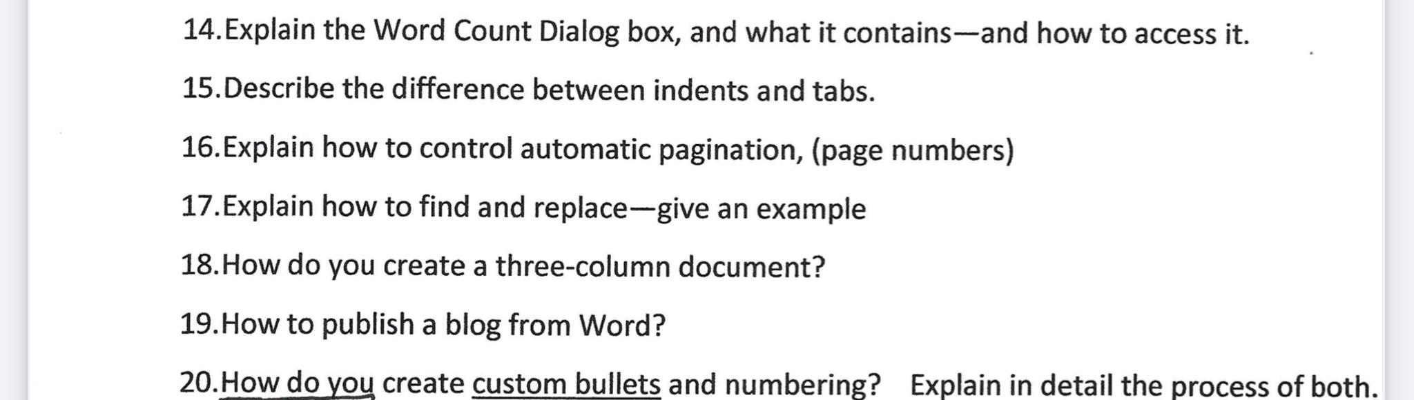Solved 14.Explain the Word Count Dialog box, and what it | Chegg.com
