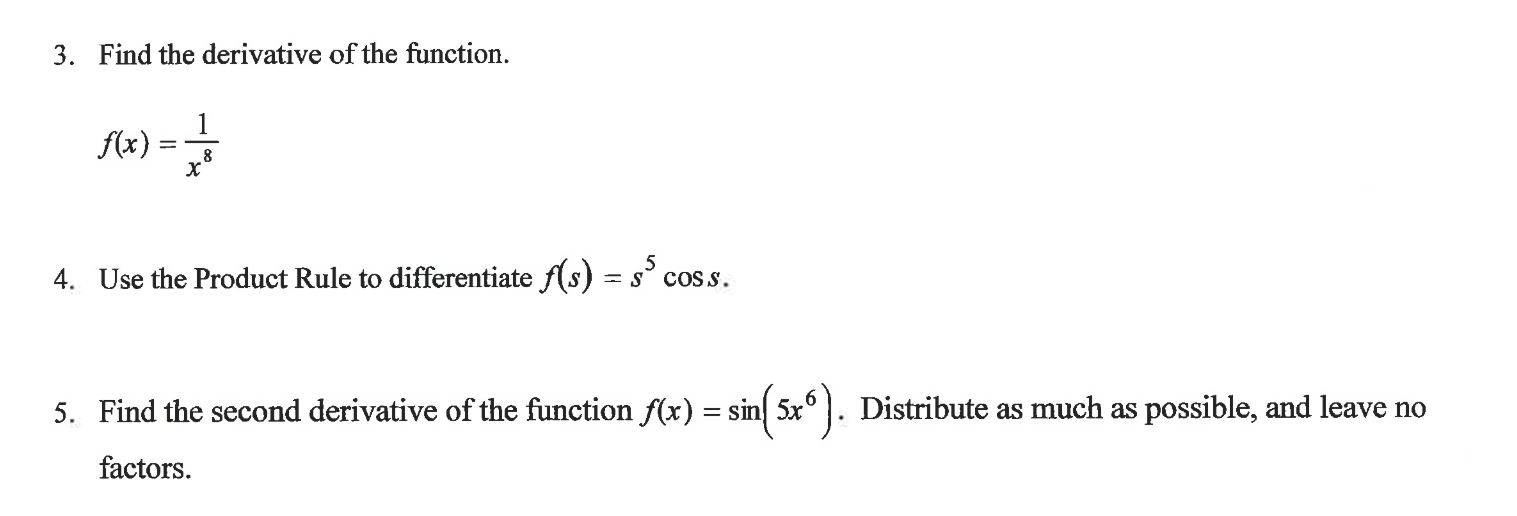 Solved Find the derivative of the function.f(x)=1x8Use the | Chegg.com