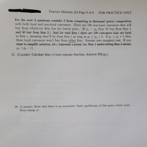 Practice Midterm #3 Page 9 of 9 FOR PRACTICE ONLY For | Chegg.com