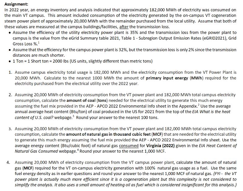 Solved In 2022 year, an energy inventory and analysis | Chegg.com