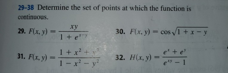 Solved 29-38 Determine the set of points at which the | Chegg.com