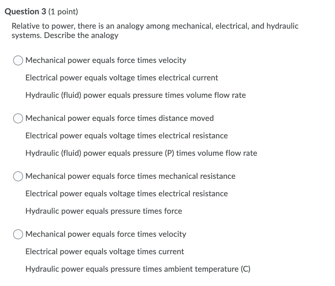 Solved Question 3 (1 point) Relative to power, there is an | Chegg.com