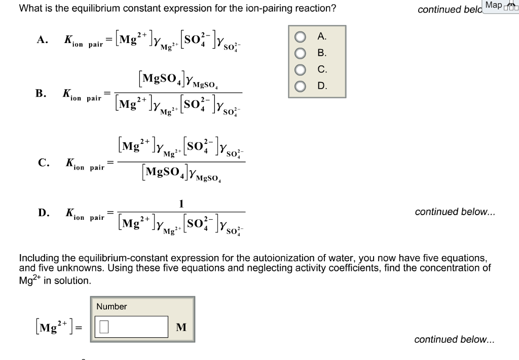 The equilibrium constant for the ion-pairing reaction | Chegg.com