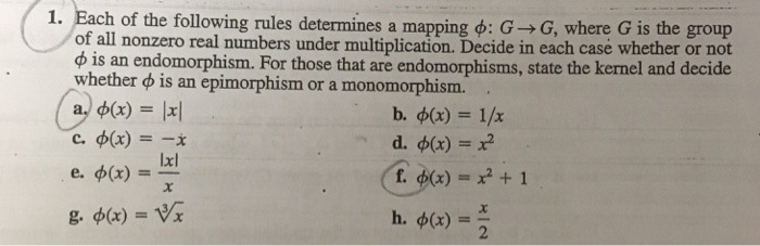 Solved 1. Ea ch of the following rules determines a mapping | Chegg.com