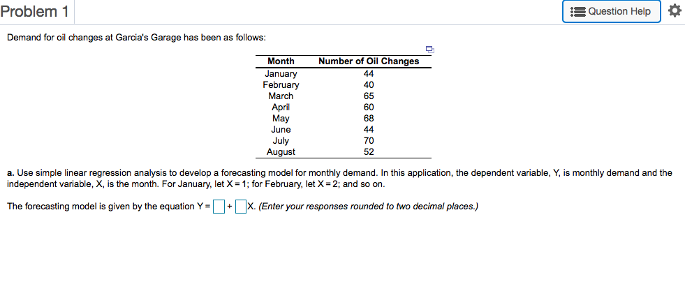 Solved a. Use simple linear regression analysis to develop | Chegg.com