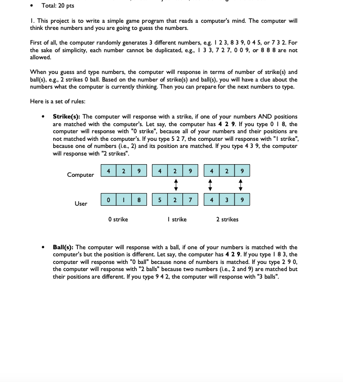 Total: 20 pts 1. This project is to write a simple | Chegg.com