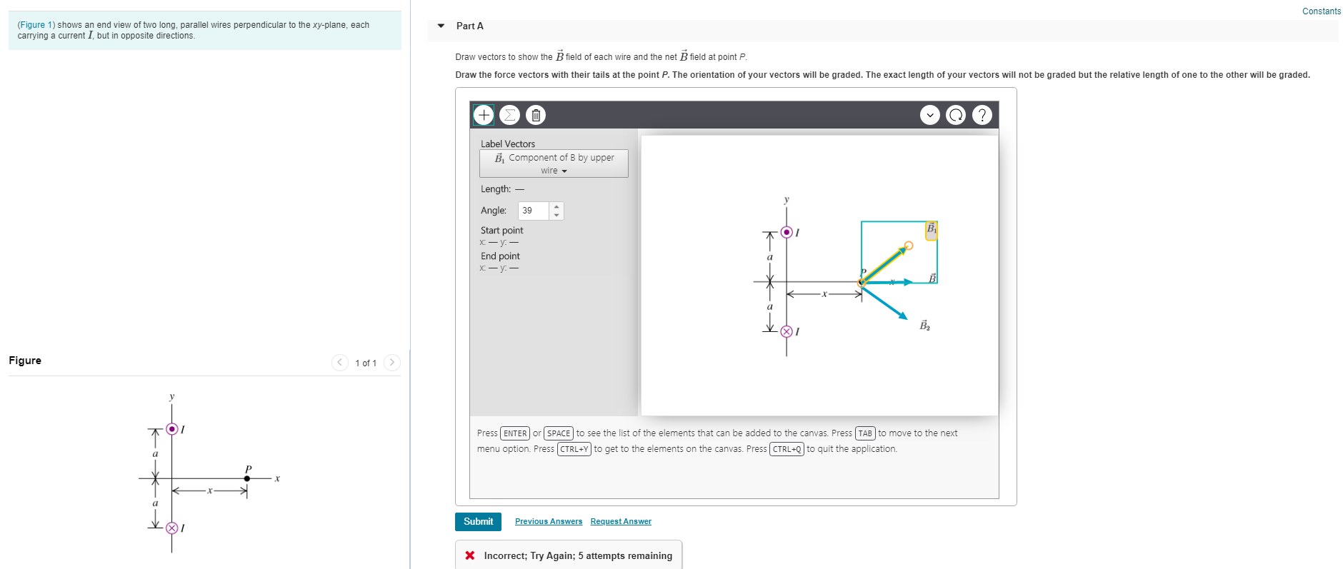 Solved Constants (Figure 1) shows an end view of two long, | Chegg.com