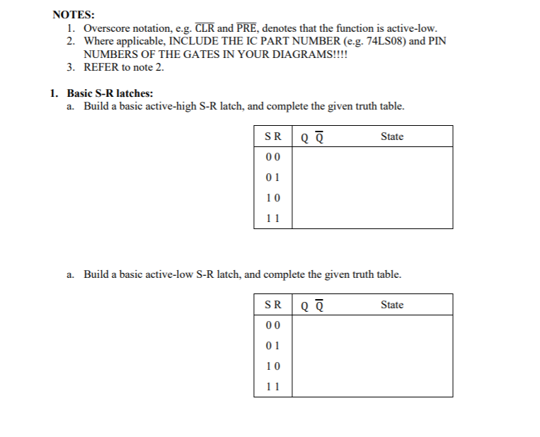 Solved NOTES: 1. Overscore notation, e.g. CLR and PRE, | Chegg.com
