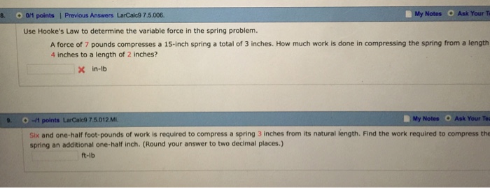 Solved Use Hooke's Law to determine the variable force in | Chegg.com