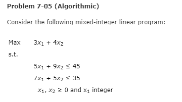Solved Problem 7-05 (Algorithmic) Consider the following | Chegg.com