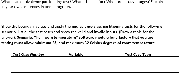 Solved What is an equivalence partitioning test? What is it | Chegg.com