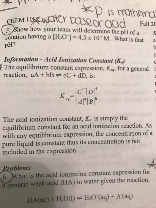 Solved ior all aeld ionization reaction. As with any | Chegg.com