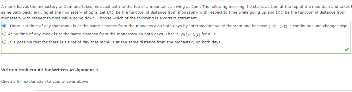 Solved A monk leaves the monastery at 5am and takes his | Chegg.com