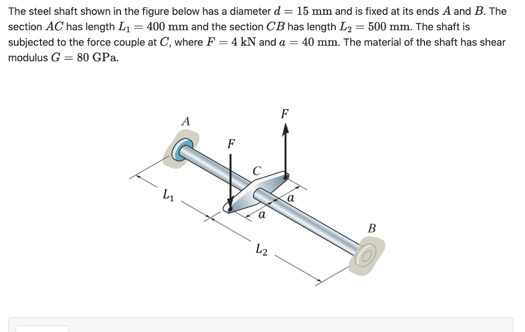 Solved The steel shaft shown in the figure below has a | Chegg.com