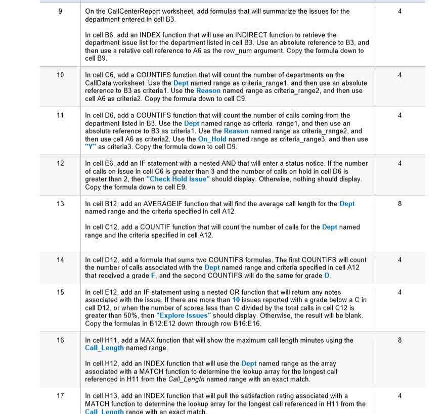 On the CallCenterReport worksheet, add formulas that | Chegg.com