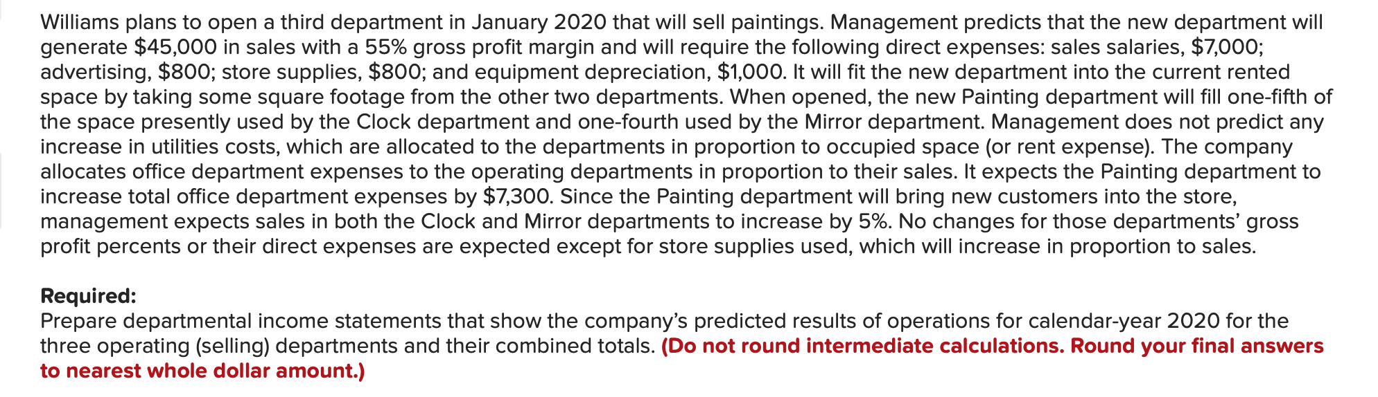 Solved Williams Company began operations in January 2019 | Chegg.com
