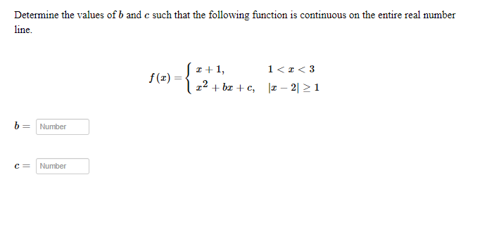 Solved Determine The Values Of B And C Such That The 