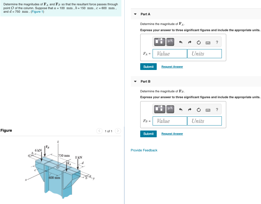 Solved Determine the magnitudes of FA and FB so that the | Chegg.com